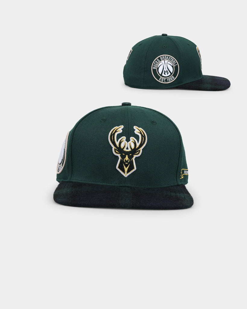 Pro Standard Milwaukee Bucks Pro Prep Plaid Brim Snapback Forest Green ...