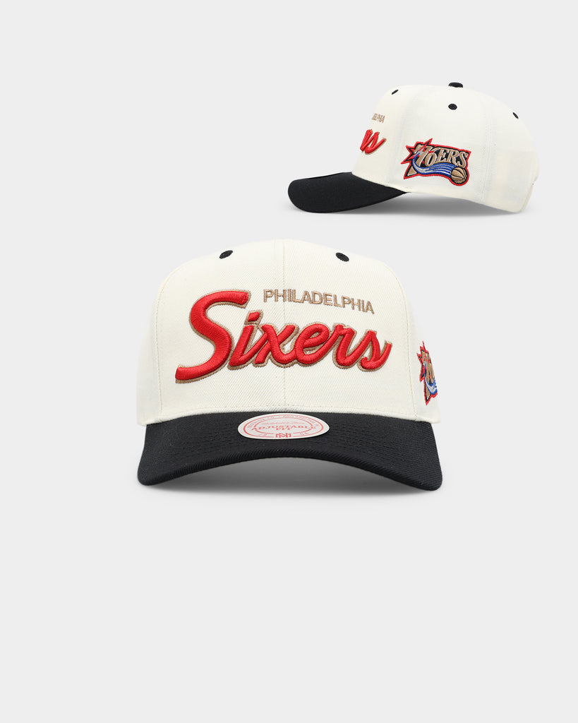Mitchell & Ness Philadelphia 76s Team Script OG Snapback Vintage Cream ...