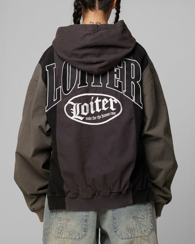 Loiter Splinter Hoodie Black/Charcoal | Culture Kings NZ