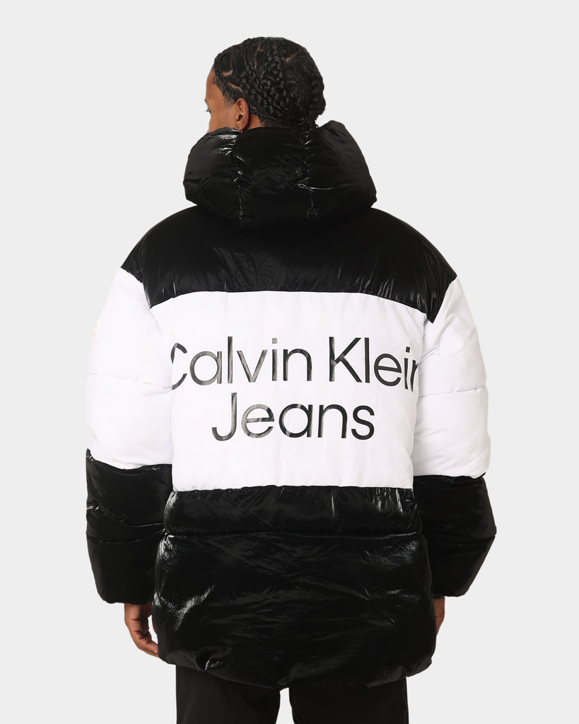 Calvin Klein Bold Logo Colourblock Puffer Jacket Ck Black/Bright White ...