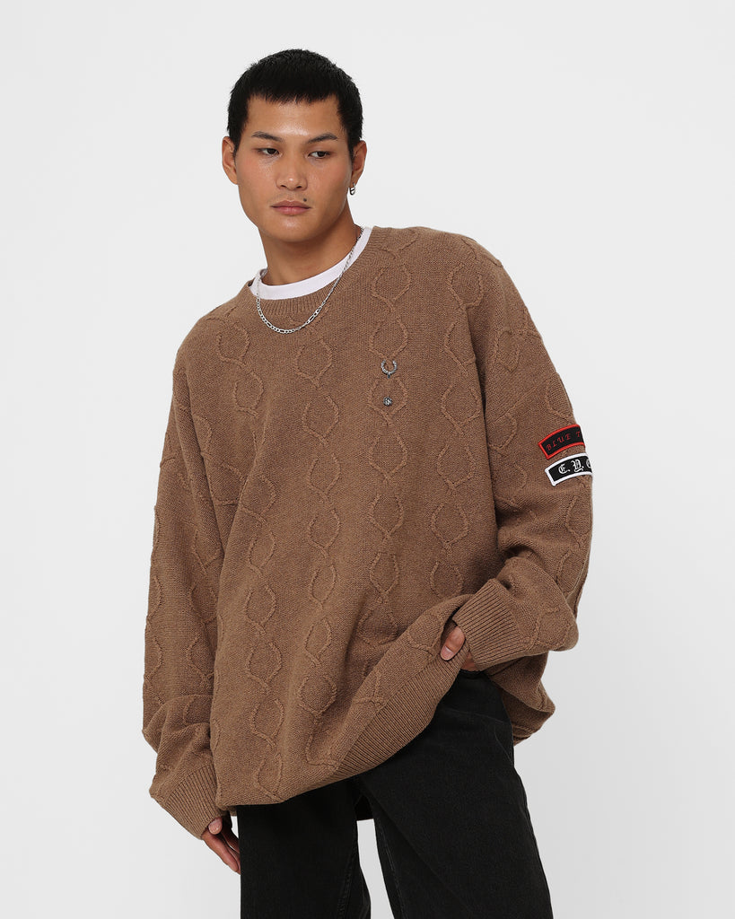 Fred Perry X Raf Simons Patched Oversized Jumper Almond | Culture Kings NZ