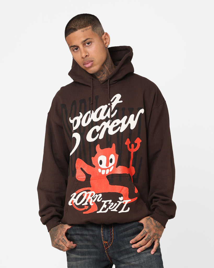 Goat Crew Born Evil Hoodie Brown | Culture Kings NZ