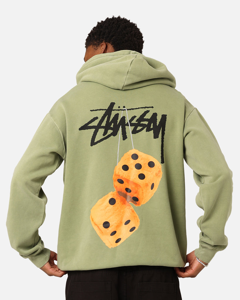 Stüssy Fuzzy Dice Fleece Hoodie Pigment Artichoke | Culture Kings NZ