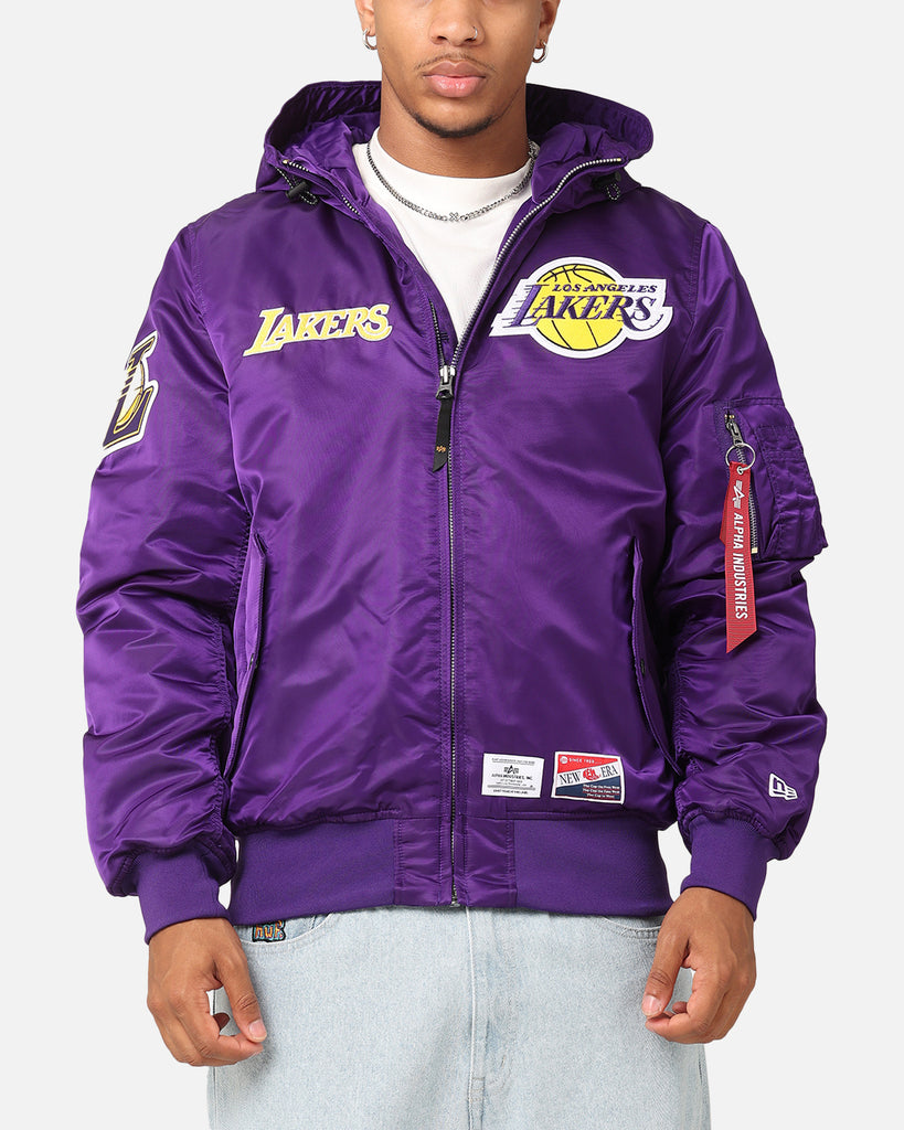 New Era Los Angeles Lakers Alpha Industries L-2B Hooded Bomber Jacket ...