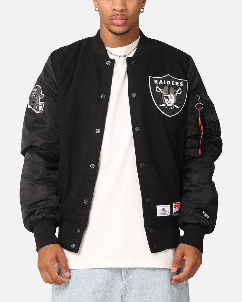 New Era Las Vegas Raiders Alpha Industries MA-1 Wool Varsity Jacket Bl ...