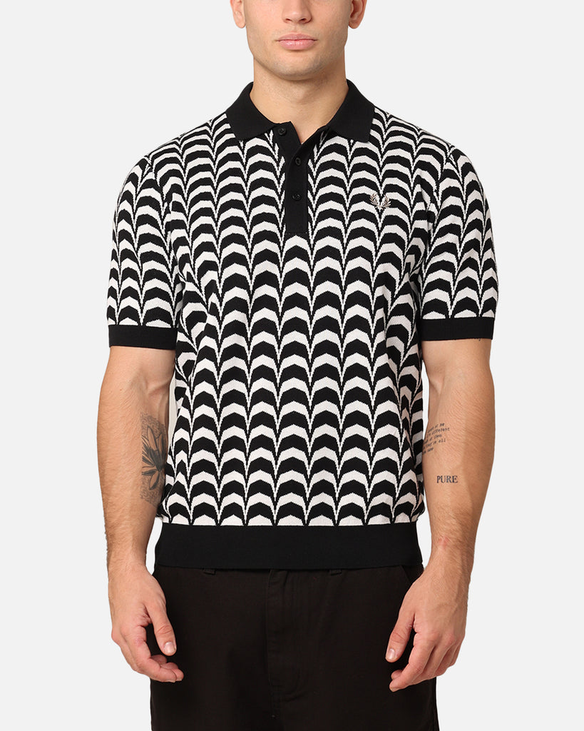 Fred Perry Jacquard Knitted Shirt Black | Culture Kings NZ