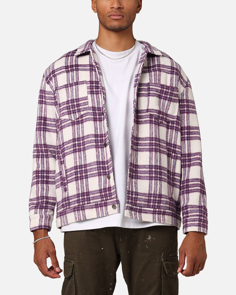 XXIII Darby Plaid Shacket Purple/White | Culture Kings NZ