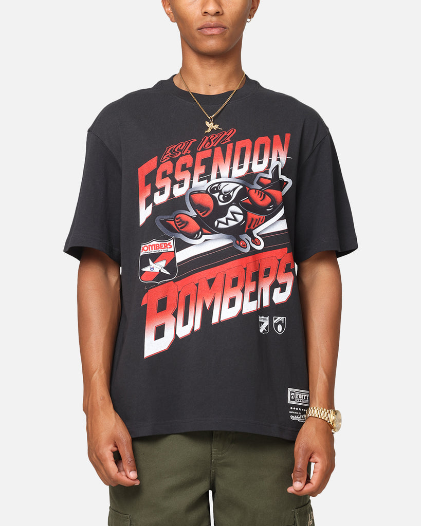 Mitchell & Ness Essendon Bombers Mascot Character T-Shirt Faded Black | Culture Kings NZ
