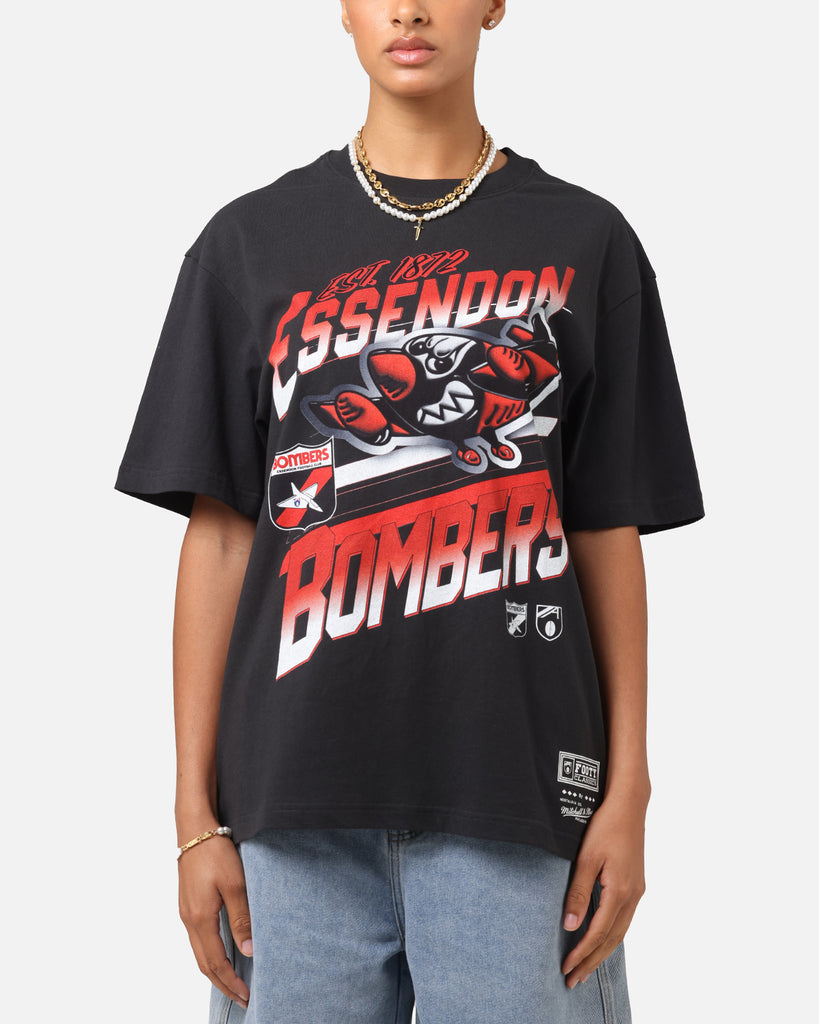 Mitchell & Ness Essendon Bombers Mascot Character T-Shirt Faded Black | Culture Kings NZ