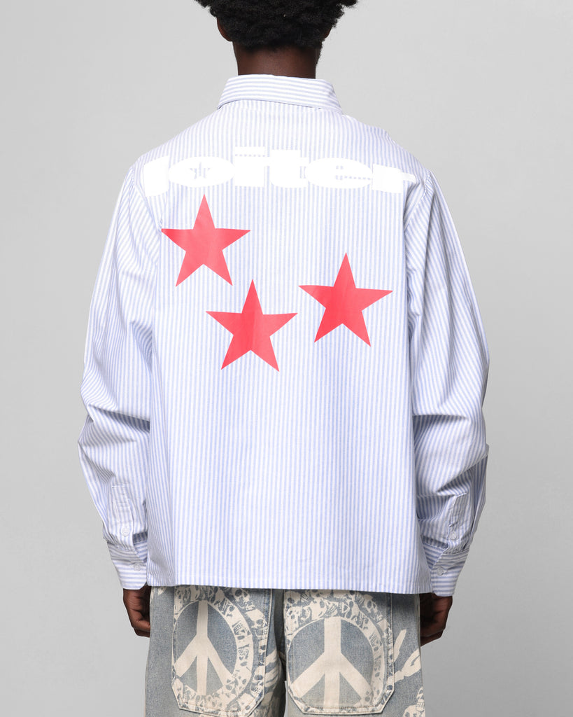 Loiter Solar Button Up Shirt Blue Pin Stripe | Culture Kings NZ