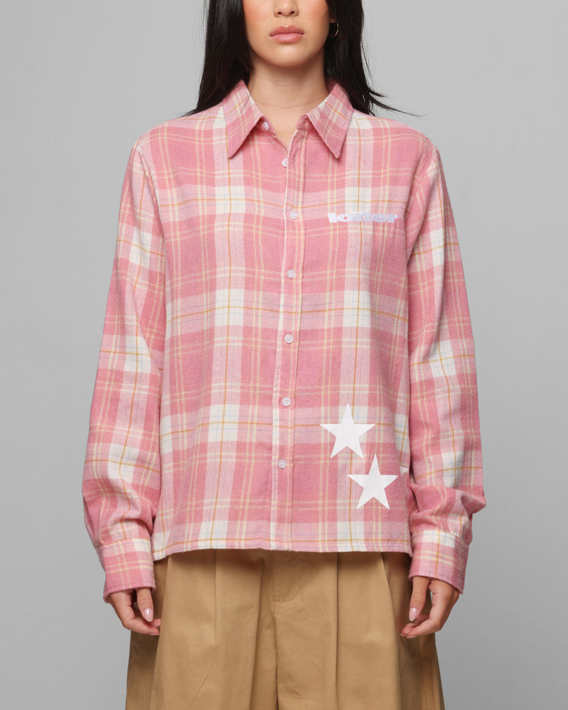 Loiter Solar Button Up Shirt Red Check | Culture Kings NZ