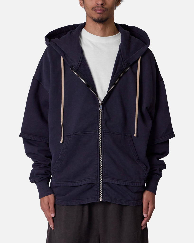 MNML Double Layer Zipper Sweater Washed Black | Culture Kings NZ