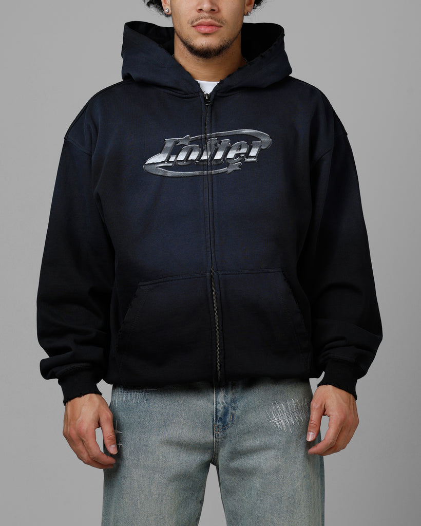 Loiter Chrome Logo Zip Hoodie Vintage Black | Culture Kings NZ