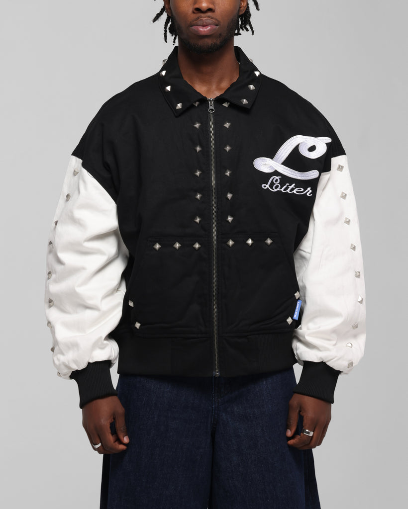 Loiter Frontier Varsity Jacket Black/Off White | Culture Kings NZ
