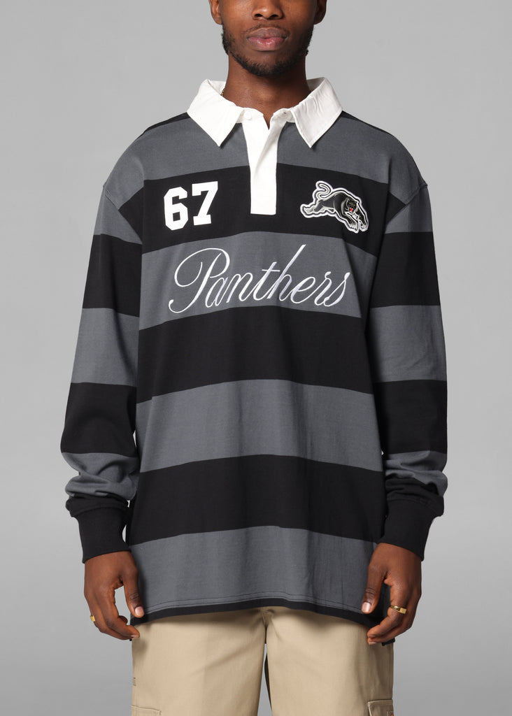 Bleacher Athletic Penrith Panthers NRL Stripe Rugby Polo Shirt Officia ...