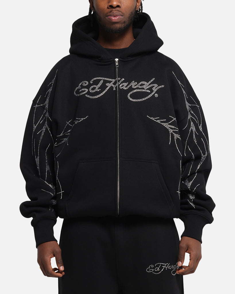 Ed Hardy Cyber Rhinestone Zip-Up Hoodie Black | Culture Kings NZ