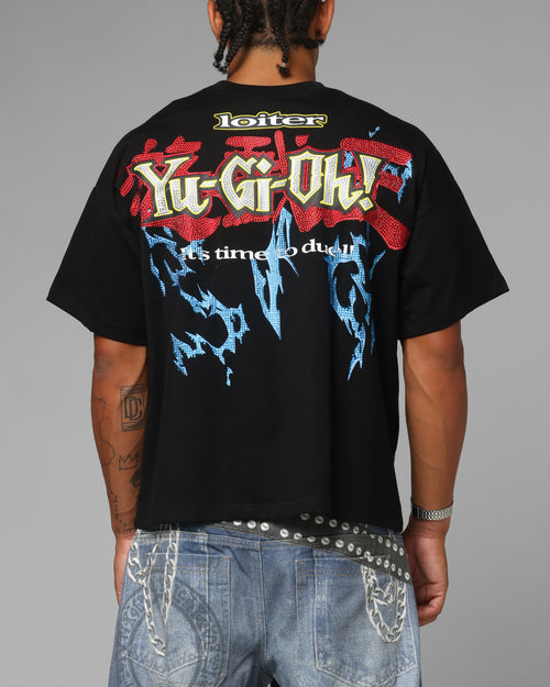 Loiter X Yu-Gi-Oh! Blue Eyes White Dragon Rhinestone T-Shirt Black ...