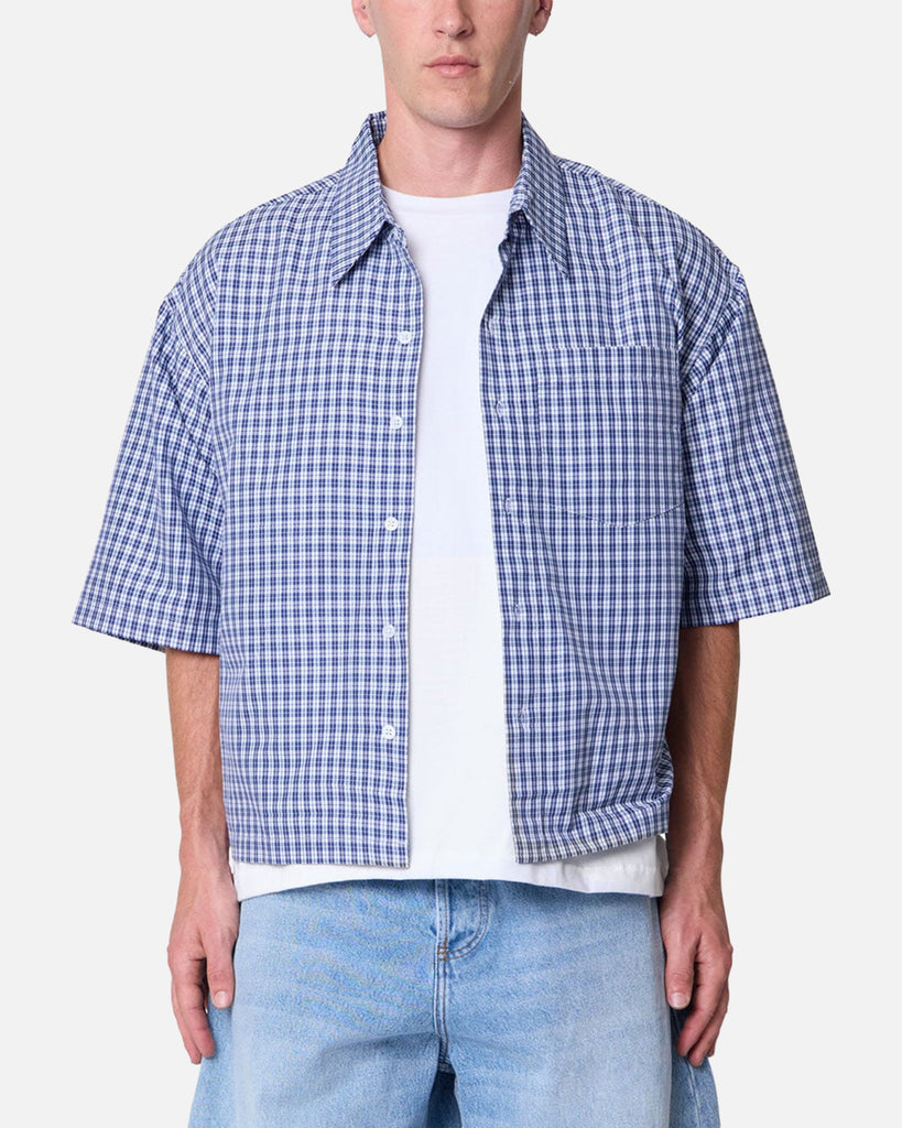 MNML Crispy Poplin Over Button Up Shirt Blue | Culture Kings NZ