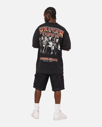 73Studio X Stranger Things Hawkins Heroes T-Shirt Black Acidwash ...