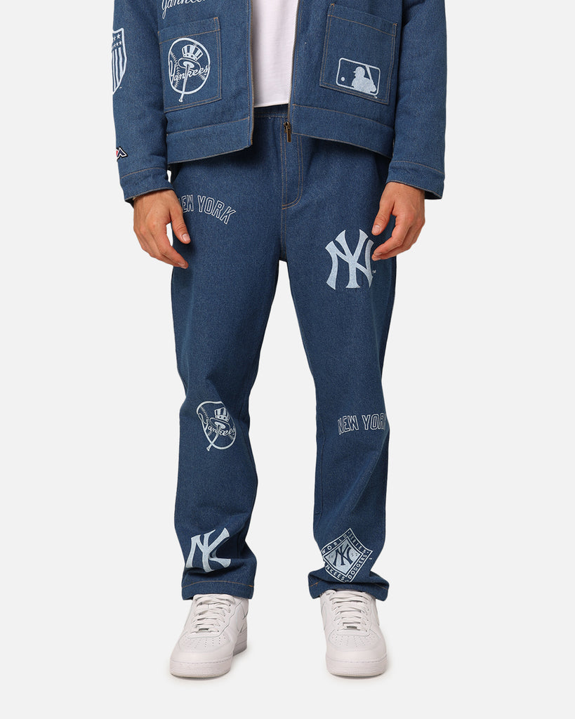 Majestic Athletic New York Yankees Etched Denim Jeans Washed Blue Deni ...