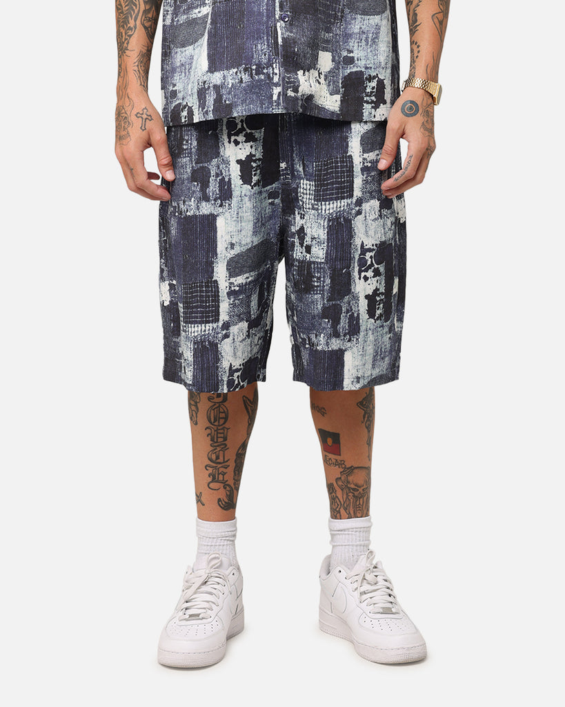 XXIII Printed Denim Patch Jorts Blue | Culture Kings NZ