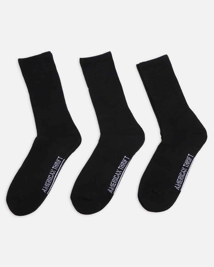 American Thrift Classic Crew Socks 3 Pack Black | Culture Kings NZ