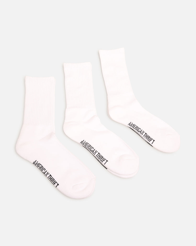 American Thrift Classic Crew Socks 3 Pack White | Culture Kings NZ