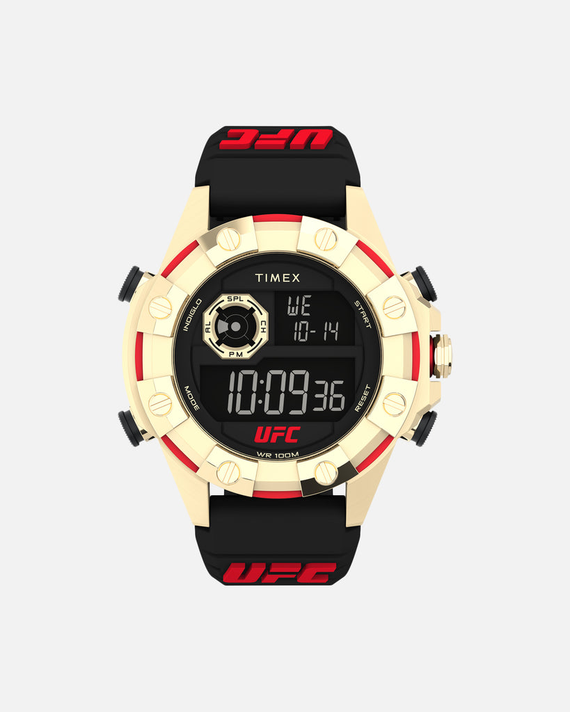 UFC X Timex Watches Kick Silicone Strap Digital Watch Black/Gold/Red ...
