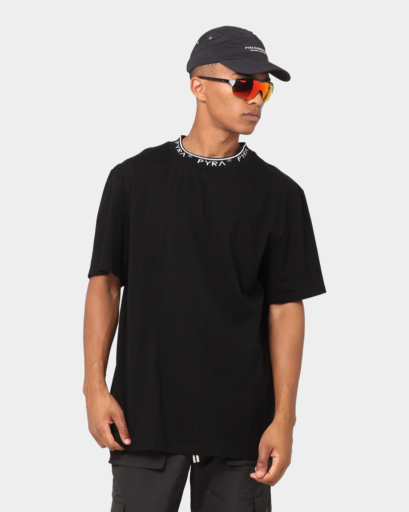 PYRA Jacquard Neck T-Shirt Black/White | Culture Kings NZ