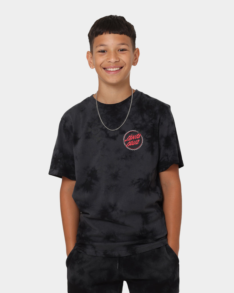 Santa Cruz Kids' Checked Out Flamed Dot Front T-Shirt Black/Black Tie ...