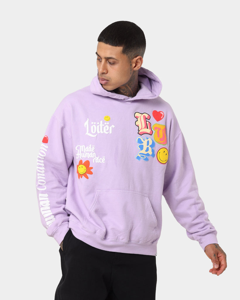 Loiter X Smiley Logo Puff Print Hoodie Lilac | Culture Kings NZ