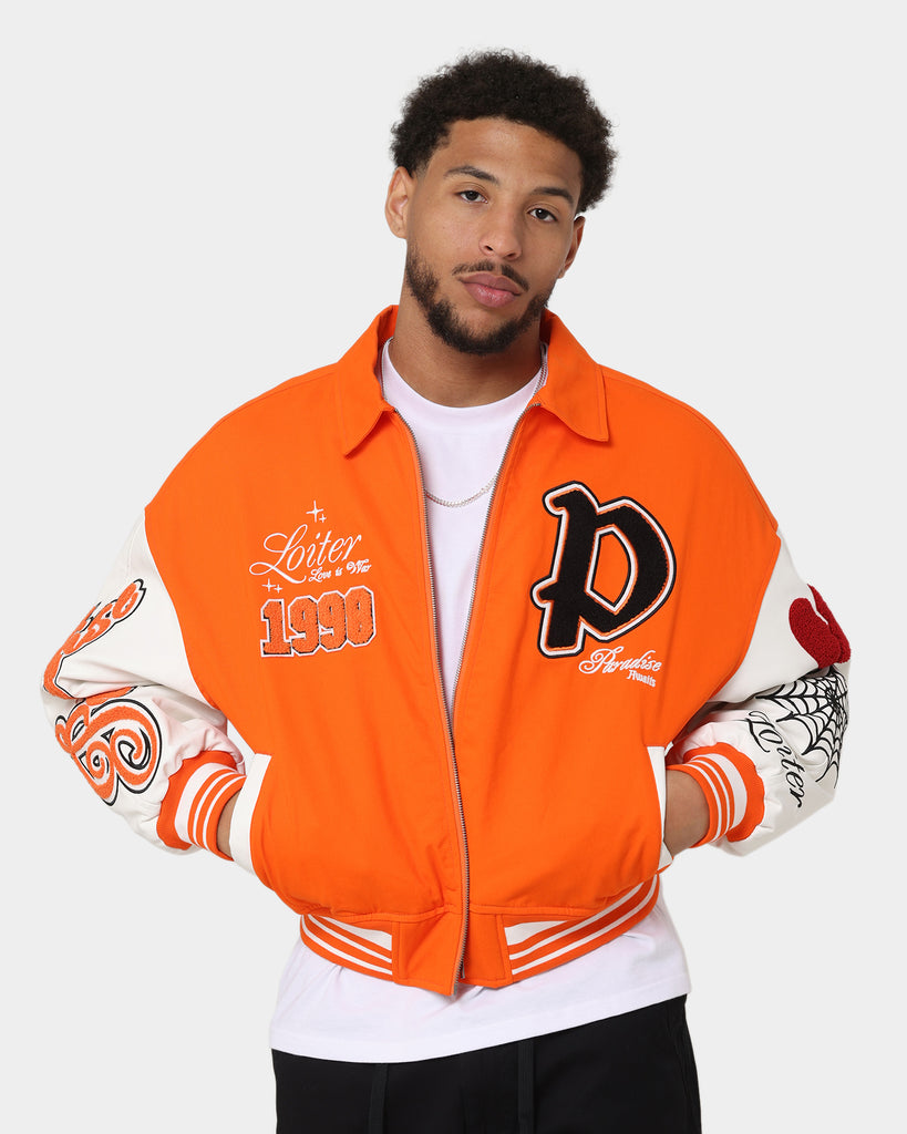 Loiter Paradise Varsity Jacket Orange | Culture Kings NZ