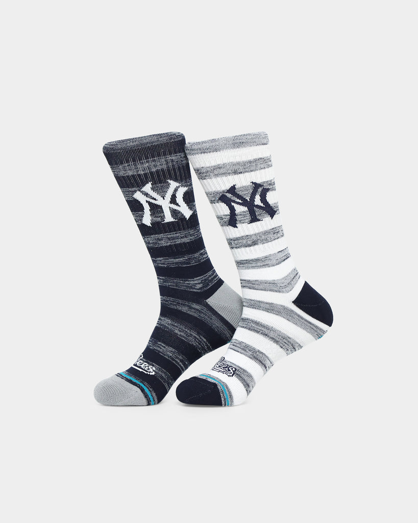Stance X New York Yankees Twist Crew Socks 2 Pack White | Culture Kings NZ