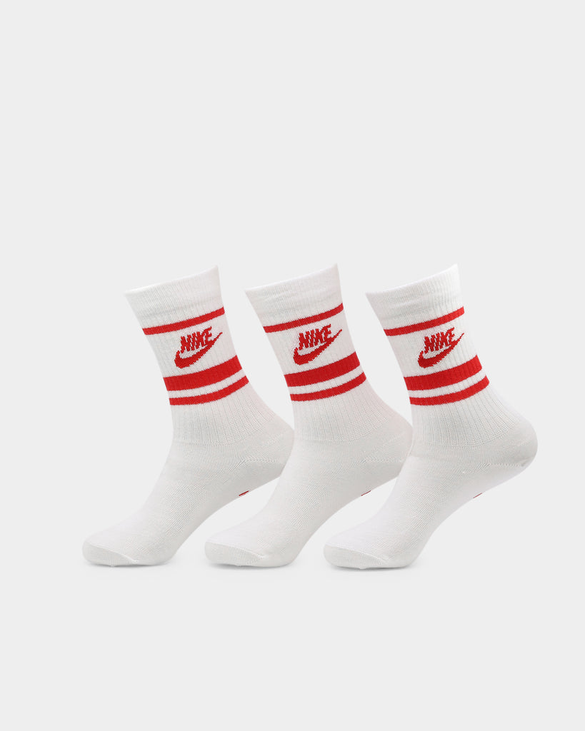 Nike Nike Sportswear Everyday Essential Crew Socks 3 Pack White/Red ...