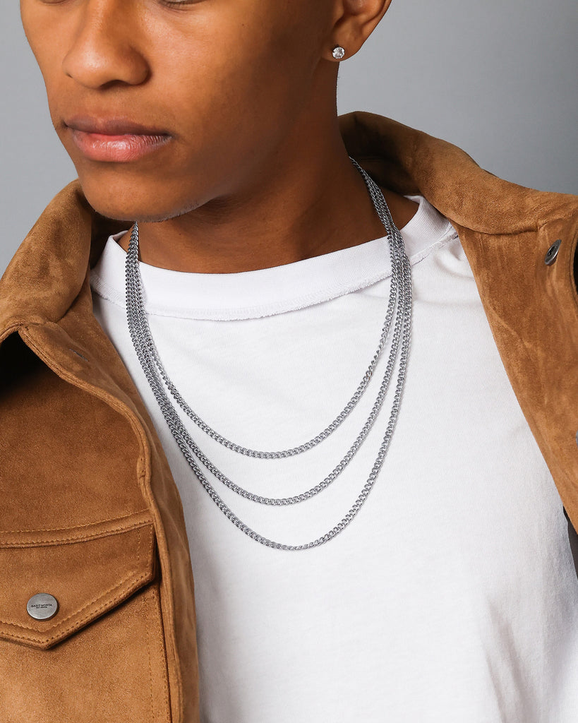 NXS 3mm Cuban Chain Set White Gold | Culture Kings NZ